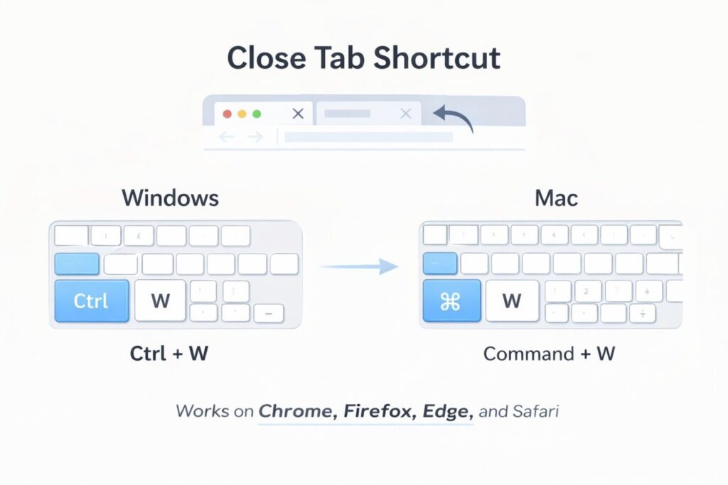 Close Tab Shortcut: Ctrl+W for Windows, Chrome, Mac & Firefox